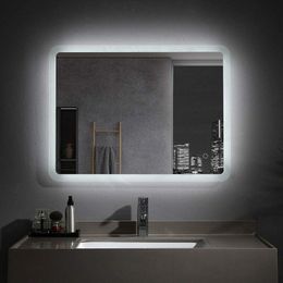 MIQU - Badspiegel 80 x 60 cm mit Beleuchtung led Rechteckig Badezimmer Wandspiegel Antibeschlage Lichtspiegel mit Touchschalter IP44 Kaltweissen mia