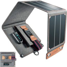Bigblue - 14W Solar Ladegerät Tragbar, Taschengröße Solarpanel 1-Port USB(5V/2.4A) & IPX4 wasserdichte SunPower Solarpanel für Reisen, Camping und
