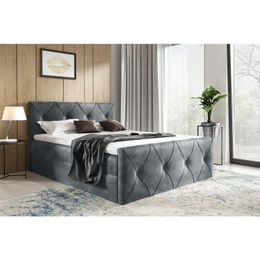 Boxspringbett Schlafzimmerbett lewis lux 140x200cm in Stoff Fresh Silbergrau