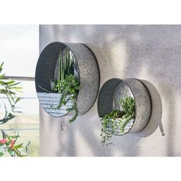 Dekoleidenschaft - 2x Wandpflanzer Circle aus Metall im Zink Look, Wandblumentopf, Wand Pflanzgefäß, Übertopf wandhängend