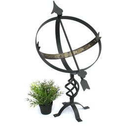 Sonnenuhr Garten Groß Metall Schwarz Schmiedeeisen Deko Wetterfest 70 cm Gartenuhr Uhr - DanDiBo