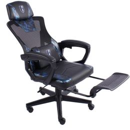 Trisens - Gaming Stuhl im modernen Racing-Design mit einklappbarer Fußstütze - Gaming Chair mit flexiblen Armlehnen - ergonomischer Gaming