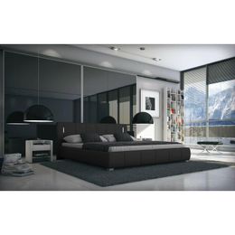 Bett Luna 140x200cm schwarz mit led Beleuchtung