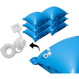 Evolution - 6 Poolkissen Luftkissen für Winter Abdeckung Luftpolster Pool mit Ösen - Set - blau