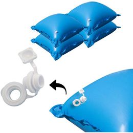 Evolution - 4 Poolkissen Luftkissen für Winter Abdeckung Luftpolster Pool mit Ösen - Set - blau