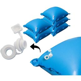 Evolution - 5 Poolkissen Luftkissen für Winter Abdeckung Luftpolster Pool mit Ösen - Set - blau