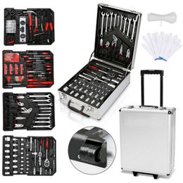 Werkzeugkoffer Alu Toolbox-Sets Werkzeugbox Werkzeugkasten 1031 tlg. Rollkoffer - VINGO