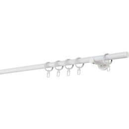 ONDECO - Gardinenstange auf Maß 20mm Match 1-lauf Vorhangstange Wandträger 6,5cm Stilgarnitur mit Ringen für Vorhänge - Weiß - 190cm
