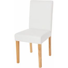 HHG Esszimmerstuhl Littau, Küchenstuhl Stuhl, Kunstleder weiß matt, helle Beine - white