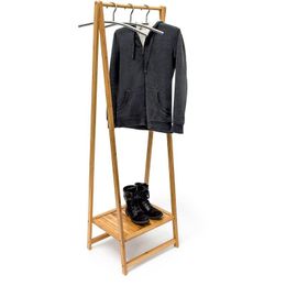 Relaxdays Kleiderständer Bambus HxBxT: 158,5x51,5x40,5 cm stabiler Garderobenständer aus Bambus mit 1 Ablagefläche zur Schuhaufbewahrung als Schuhablage für