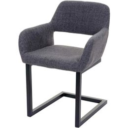 HHG - Esszimmerstuhl 870 ii, Freischwinger Stuhl Küchenstuhl, Retro 50er Jahre Design Stoff, grau - grey