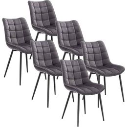WOLTU 6 x Esszimmerstühle 6er Set Esszimmerstuhl Küchenstuhl Polsterstuhl Design Stuhl mit Rückenlehne, mit Sitzfläche aus Samt, Gestell aus Metall,