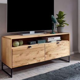 Lomadox Tv Lowboard 120 cm in Wildeiche massiv geölt WELLINGTON-69, b/h/t ca. 120/56,9/40 cm - braun