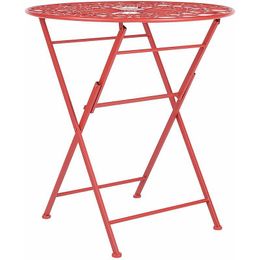 Beliani Garten Bistro Tisch Rot Eisen klappbar für den Außenbereich UV-Rostbeständigkeit Französisch Retro-Stil - Rot