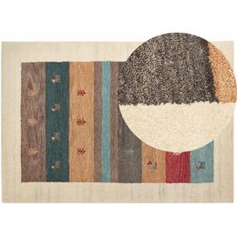 Beliani - Gabbeh Teppich Beige / Mehrfarbig Wolle 160 x 230 cm Rechteckig Hochflor mit Muster Weich Rustikal Modern für Wohnzimmer Schlafzimmer Flur