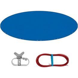 WOLTU Poolabdeckung ø 420 cm für Rund Pools ø 320-360 cm, Poolplane aus 200 g/m² pe, Pool Abdeckplane mit Ösen Drahtseil Aluminiumverschluss, wasserdichte