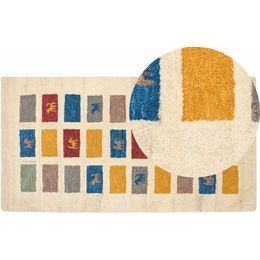 Beliani - Gabbeh Teppich Beige / Mehrfarbig 80 x 150 cm Rechteckig Hochflor mit Muster Weich Rustikal Modern für Wohnzimmer Schlafzimmer Flur - Bunt
