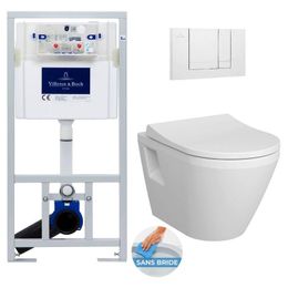 Villeroy & Boch Villeroy&boch - WC-Pack Vorwandelement ViConnect + Vitra Integra Wand-WC + WC-Sitz mit Fallbremse + Betätigungsplatte