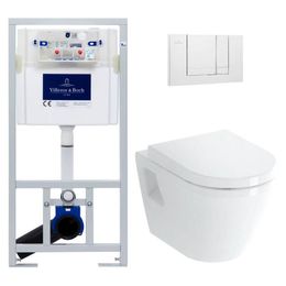 Villeroy & Boch Villeroy&boch - WC-Pack Vorwandelement ViConnect + Vitra Integra Wand-WC + WC-Sitz aus Duroplast + Betätigungsplatte