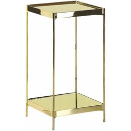 Beliani Beistelltisch Gold Metall Glas 29 x 29 cm Klassisch Elegant Multifunktional Wohnzimmer - Gold