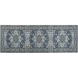 Beliani Teppich Läufer Grau / Blau Polyester 70 x 200 cm Orientalisches Muster Vintage Boho Kurzflor für Wohnzimmer Schlafzimmer Flur - Grau