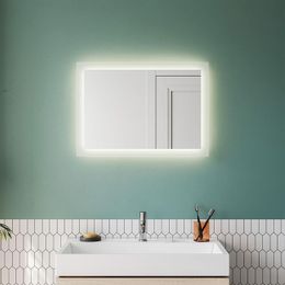 Badspiegel led Beleuchtung Badezimmerspiegel Wandspiegel 50x70cm Wandschalter warmweiß Licht Vertikal oder horizontal Montierend IP44,Energiesparend