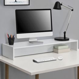 [en.casa] - Monitorständer Flensberg 100x27x15 cm Monitorregal Weiß en.casa - Weiß