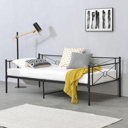 [en.casa] - Metallbett Alvesta 90x200 cm Schwarz en.casa