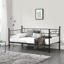 Metallbett Granada 90x200 cm Schwarz en.casa - Schwarz