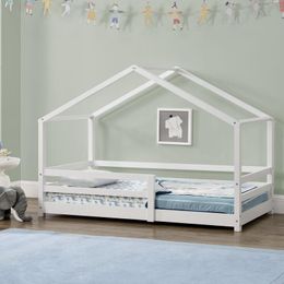 [en.casa] - Kinderbett Knätten 90x200 cm Weiß Weiß