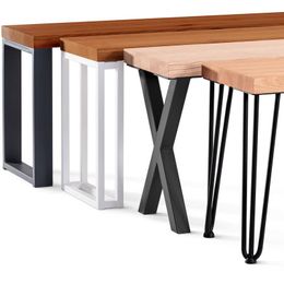 Sitzbank Esszimmer Holzbank 30x60x47 cm, Möbelfüße Simple Weiss / Roh, LSB-01-A-001-60-9016S - Rustikal / Anthrazit - Lamo Manufaktur