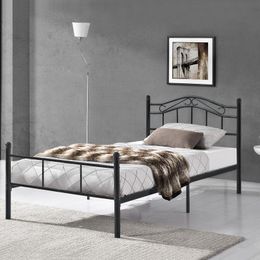 [en.casa] - Metallbett Florenz 120x200 cm Schwarz en.casa