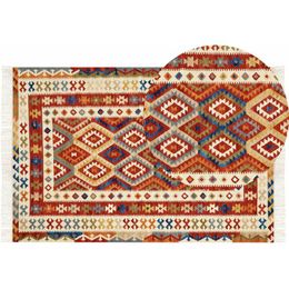 Beliani - Kelim-Teppich Mehrfarbig Wolle 200 x 300 cm mit Fransen Geometrischem Muster Handgewebt Boho Orientteppich für Fußbodenheizung Geeignet