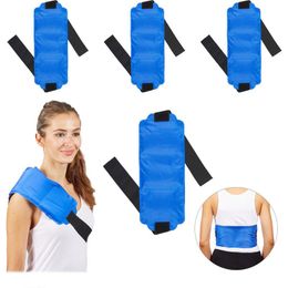 Relaxdays - 4 x Kühlpad groß, Schulter & Rücken, Klettverschlussband, Gel, warm & kalt, Erste Hilfe Mehrfachkompresse, blau