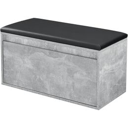 [en.casa] - Sitzbank Degefors 80x39x45 cm mit Schublade Betonoptik und Schwarz en.casa - Grau