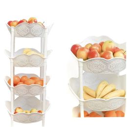 Almina - Obst Etagere Ständer Korb stapelbare Aufbewahrungskörbe 39x39x82cm Küchen Organizer 213021 Grau