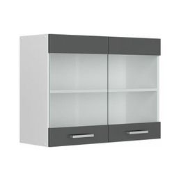 Küchenschrank Glas R-Line, Anthrazit Hochglanz, 80 cm, VICCO