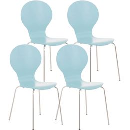 CLP 4x Stapelstuhl DIEGO l Ergonomisch geformter Konferenzstuhl mit Holzsitz und Metallgestell I Stapelbarer Stuhl mit pflegeleichter Sitzfläche