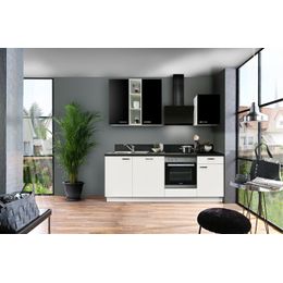 Express Küchen Express Küchen Küchenzeile Bari, mit Soft-Close-Funktion und Vollauszug, vormontiert, Breite 220 cm, schwarz|weiß