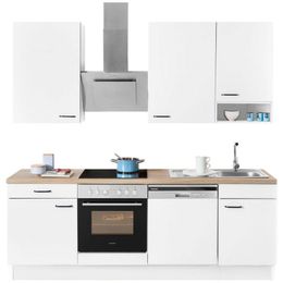 Optifit Küchenzeile Elga, Premium-Küche mit Soft-Close-Funktion, Vollauszug, Breite 230 cm, weiß