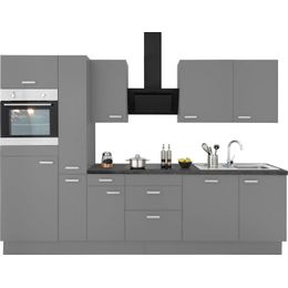 Optifit Küchenzeile Parma, ohne E-Geräte, Breite 300 cm, grau|schwarz