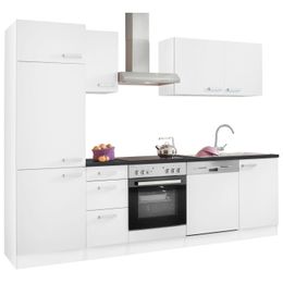 Optifit Küchenzeile Odense, Breite 270 cm, mit 28 mm Arbeitsplatte, mit Gratis Besteckeinsatz, weiß