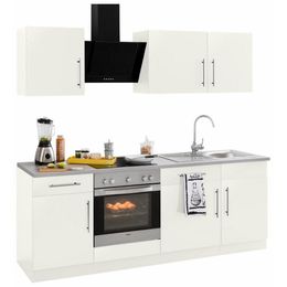 Wiho-Küchen wiho Küchen Küchenzeile Cali, mit E-Geräten, Breite 220 cm mit Metallgriffen, grau|weiß