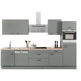 Optifit Küchenzeile Elga, Premium-Küche, Soft-Close-Funktion, großen Vollauszügen, Breite 330 cm, grau