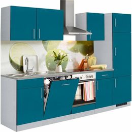 Wiho-Küchen wiho Küchen Küchenzeile Kiel, mit E-Geräten, inkl. Geschirrspüler, Breite 280 cm, blau|grau