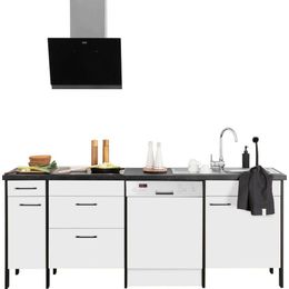 Optifit Küchenzeile Tokio, ohne E-Geräte, Breite 224 cm, mit Stahlgestell, mit Vollauszügen, weiß