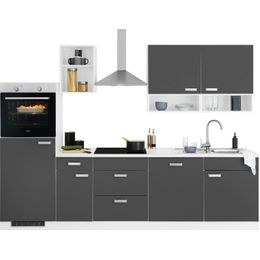 Wiho-Küchen wiho Küchen Küchenzeile Husum, ohne E-Geräte, Breite 280 cm, grau|weiß