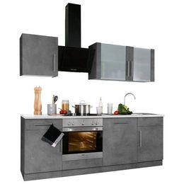Wiho-Küchen wiho Küchen Küchenzeile Cali, mit E-Geräten, Breite 220 cm, grau