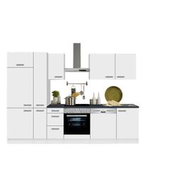 Optifit Küchenzeile Odense, Breite 300 cm mit 28 mm starker Arbeitsplatte, mit Besteckeinsatz, weiß