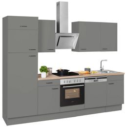 Optifit Küchenzeile Elga, Premium-Küche mit Soft-Close-Funktion, Vollauszug, Breite 280 cm, grau